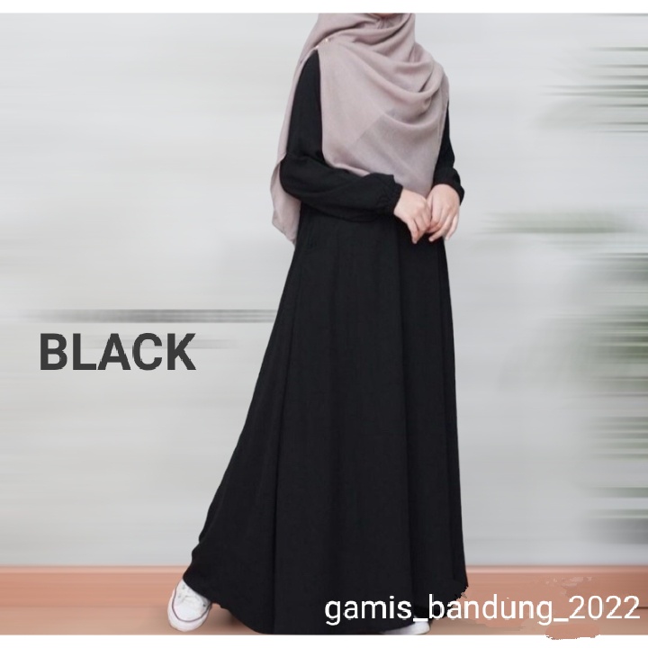 PLAIN ABAYA GAMIS WITH WRINKLED RUBBER SLEEVES SIZE S M L XL XXL ...