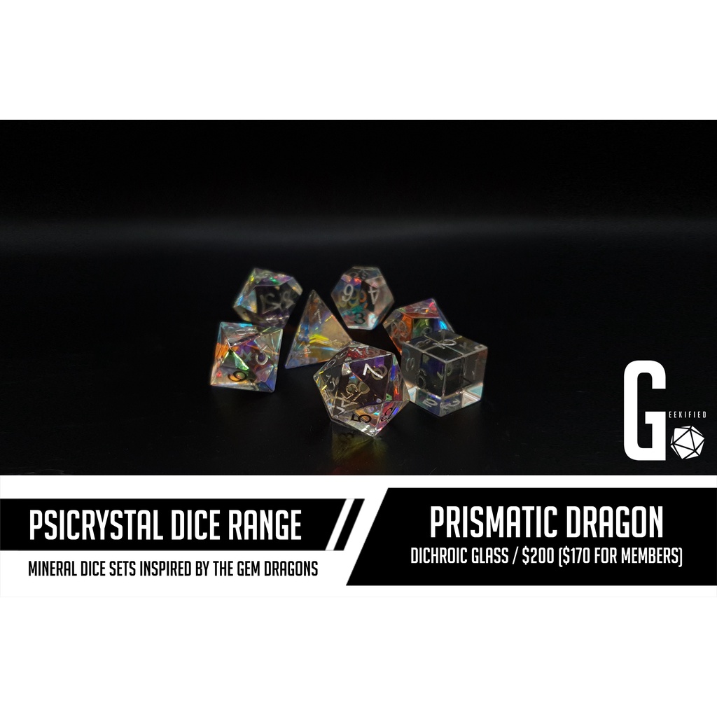 Geekified Psicrystal Series "Prismatic Dragon" Gem (Dichroic Glass) Dice | Shopee Singapore