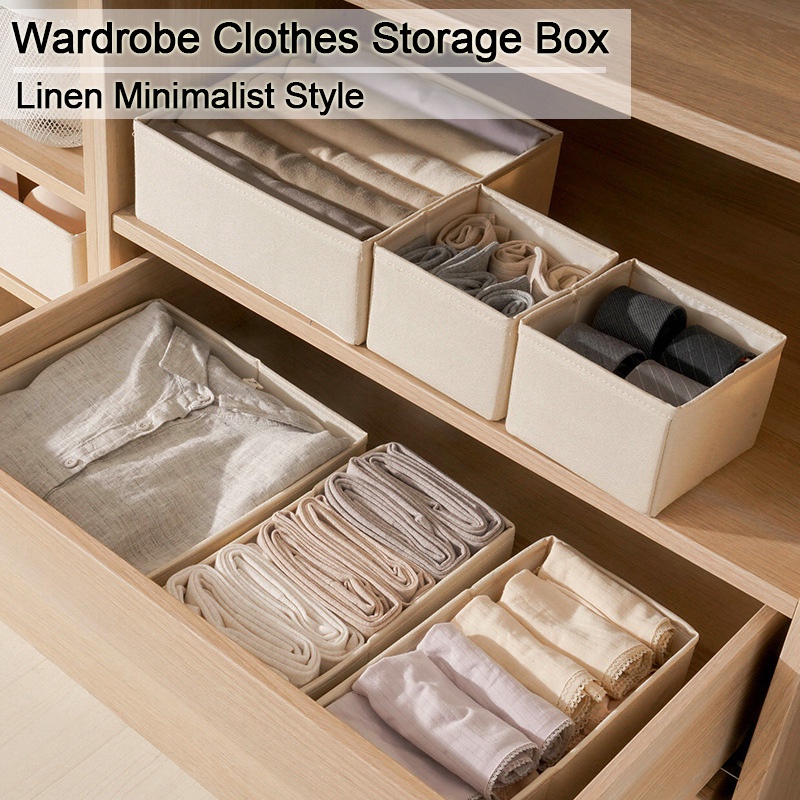 EmmAmy Minimalist Style Foldable Linen Wardrobe Drawer Clothes ...