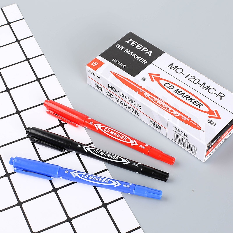 10pcs/box Oily Marker Small Double-ended Marker Ticker Marker Note ...