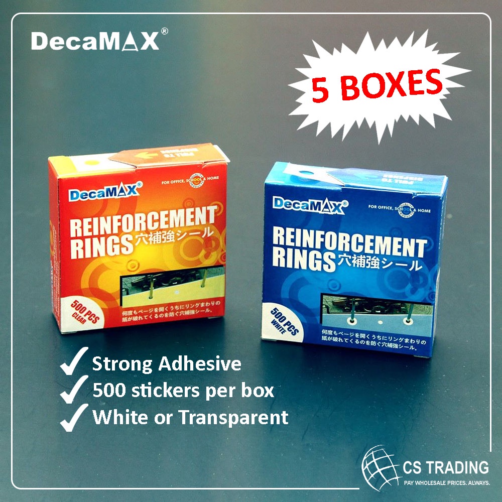5 Boxes x Decamax Reinforcement Ring White and Transparent for Paper ...