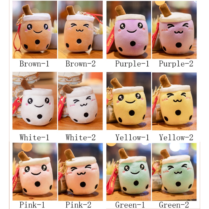 10cm Keychain Cute Bubble Tea Family Stuffed Plush Fruits Drink Bottle ...