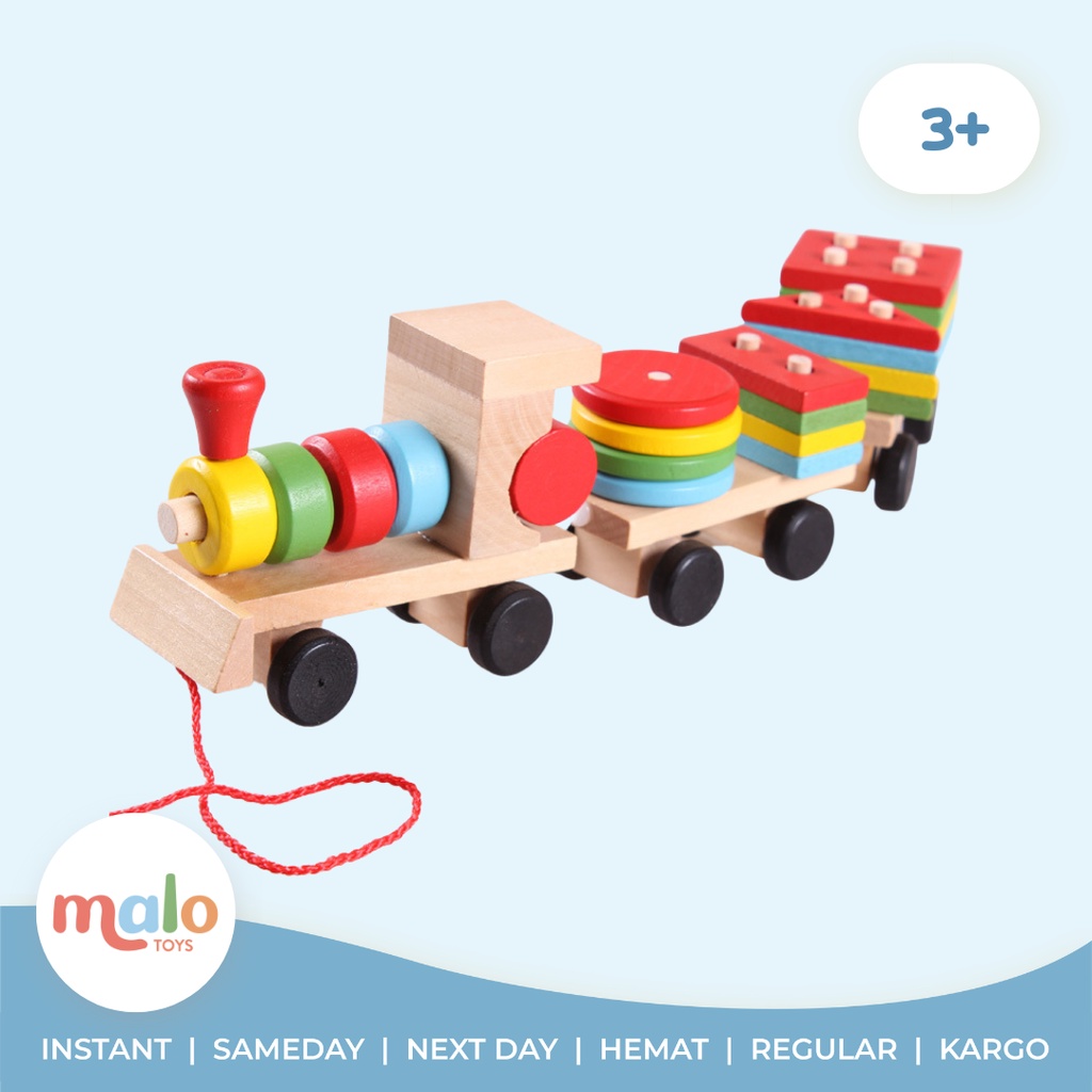 KAYU Malotoys - Wooden Shape Matching Peg Train Board Sorting Geometry ...