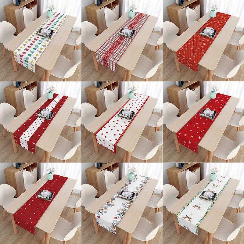 New Christmas Table Runner Tablecloth Fabric Dining Table Mat Holiday ...