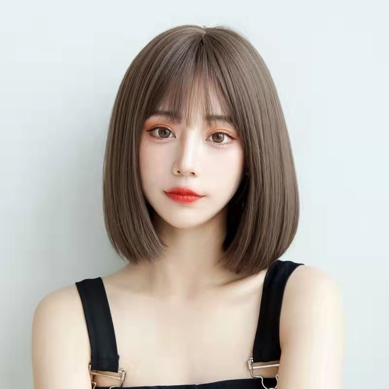 Wig Female Influencer Temperament Short Real Hair Round Face Bobo Head ...