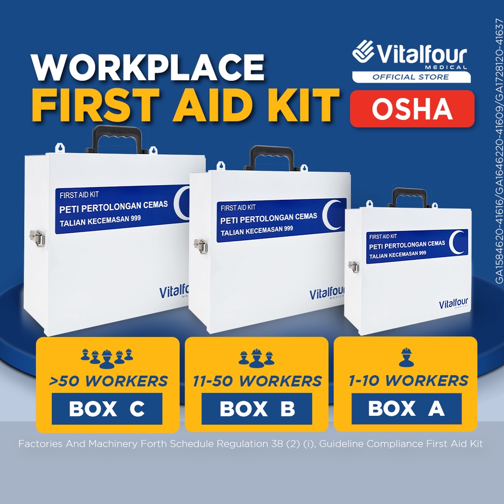 VitalFour OSHA Workplace First Aid Kit by DOSH (BOX A,B,C) | Shopee ...