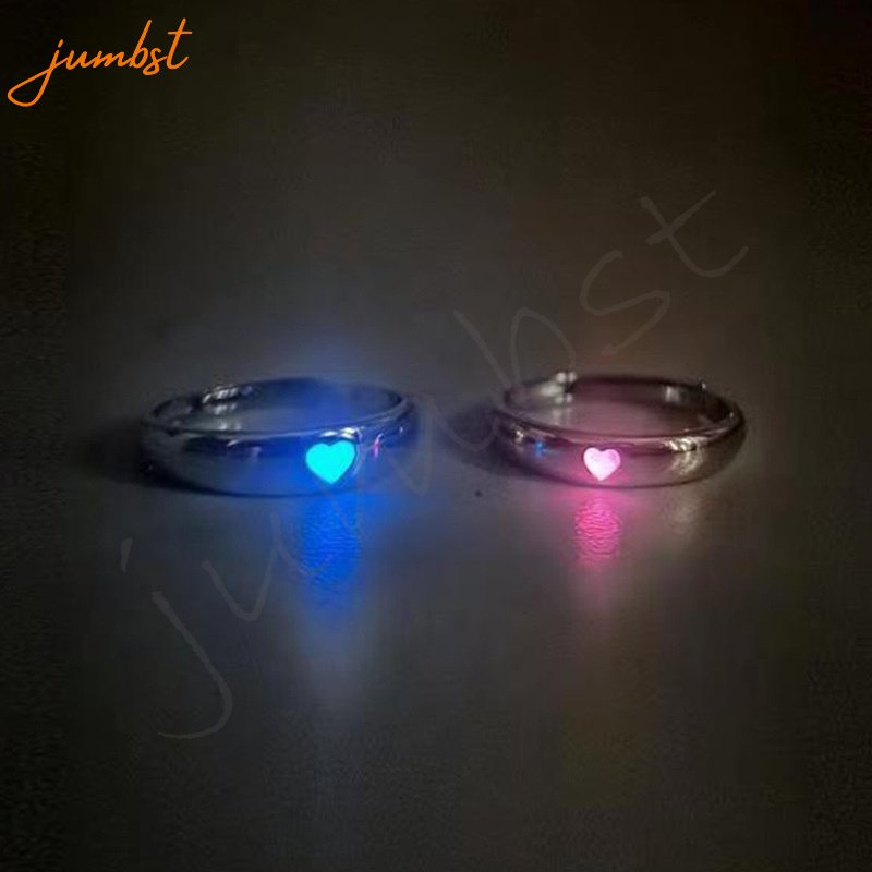 Fashion Heart Luminous Ring for Couple Opening Adjustable Ring Couple's ...