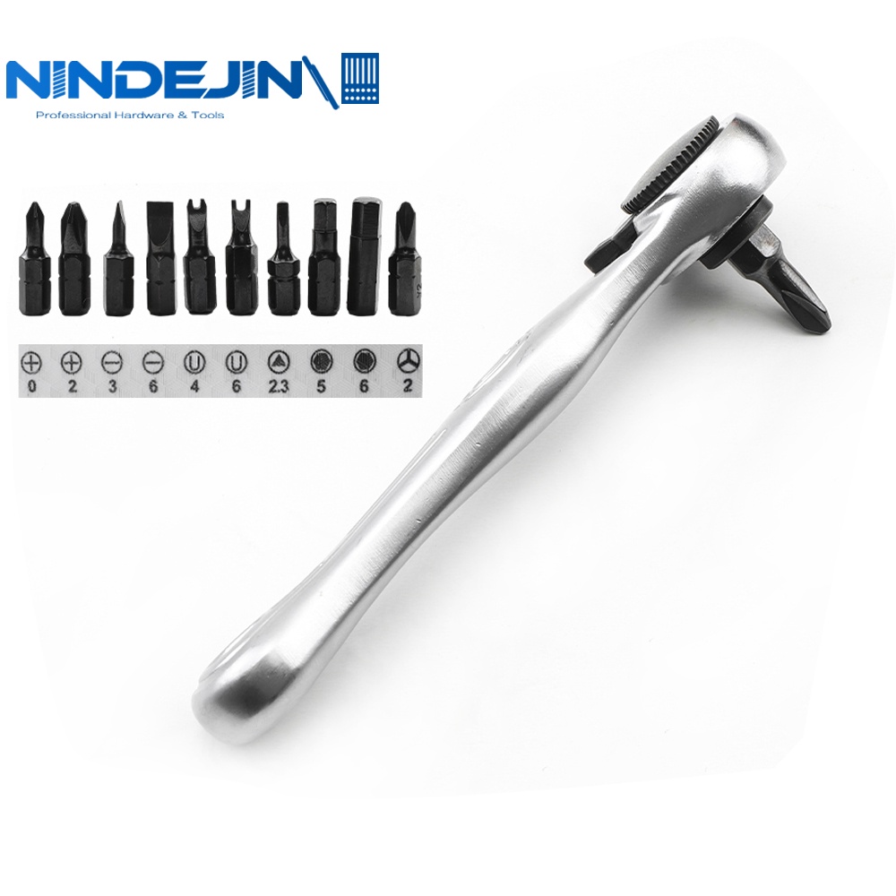 NINDEJIN Ratchet Screwdriver Set CR-V Multifunction Hexagon Ratchet ...