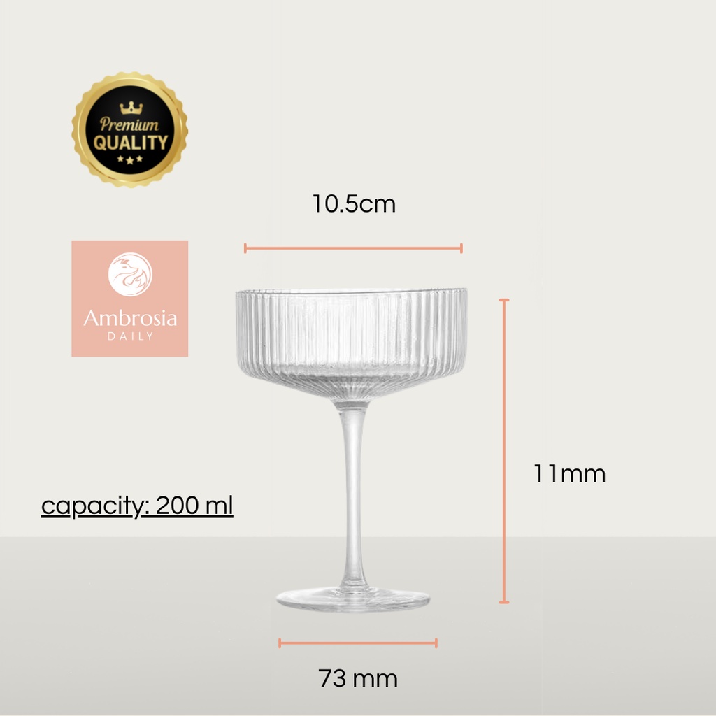 [SG Stocks] Champagne/Cocktail Clear Ribbed Glass Coupe (set of 6 ...