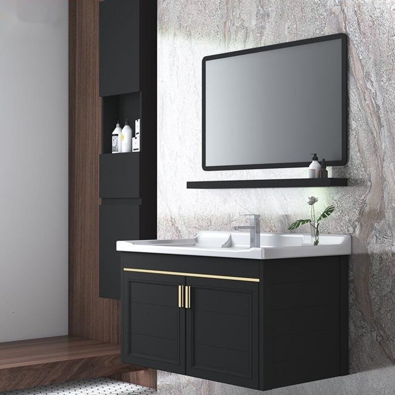 YOULITE Black Wash Basin Cabinet Combination Space Aluminum Bathroom ...