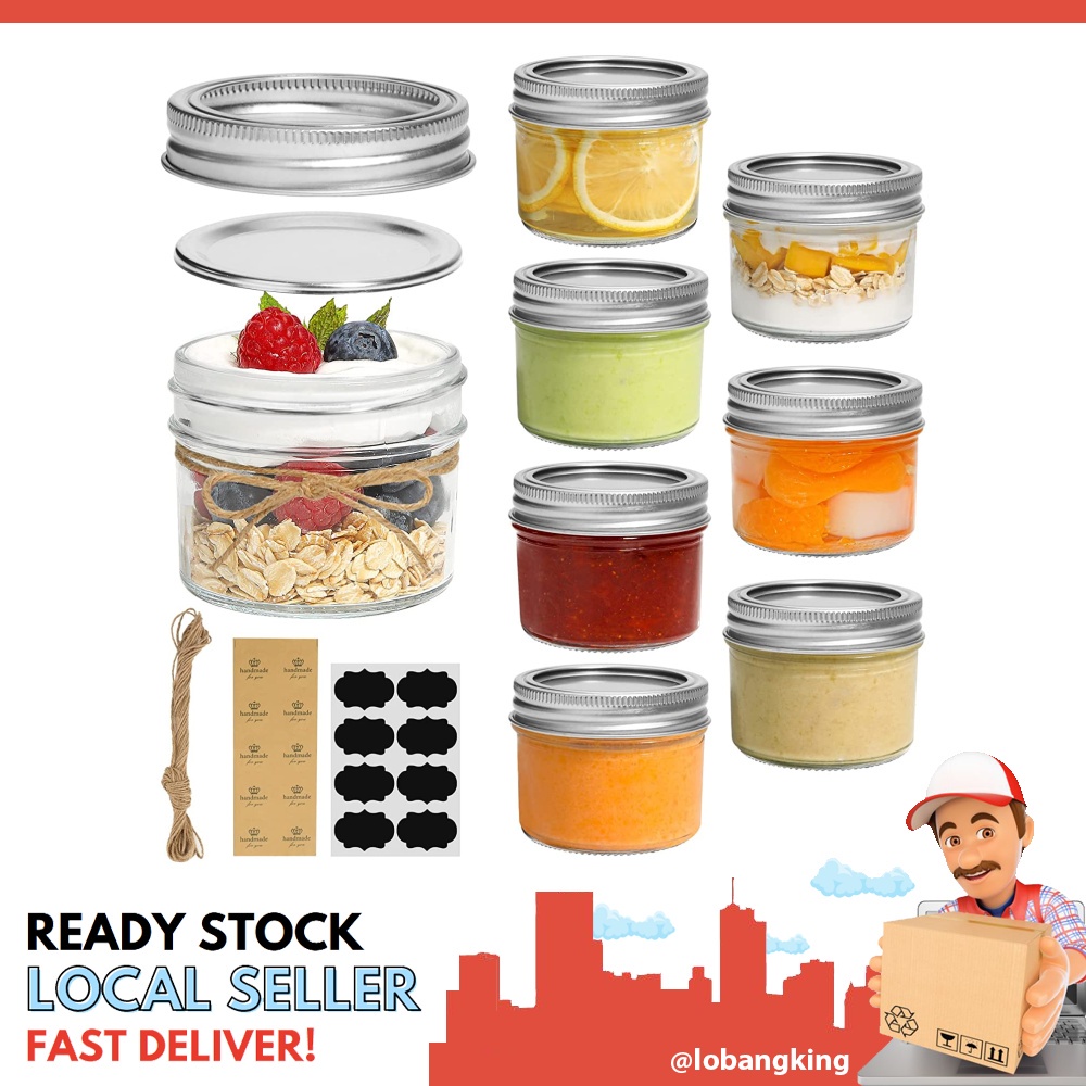 [sgstock] ComSaf Mini Mason Jars 4oz - 8 Pack, Regular Mouth Mason Jar ...