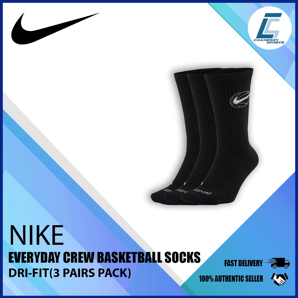 Nike Everyday Crew Basketball Socks (3 Pairs) (DA2123-010) (KK1/RO ...