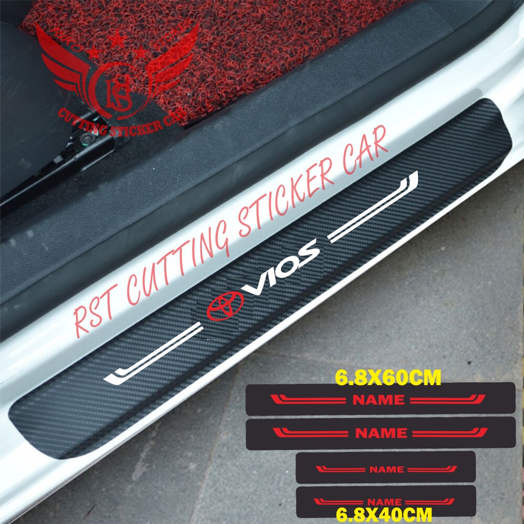 4pecs Car Sticker vios carbon 3D Car Door Safety Sticker toyota ...
