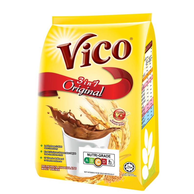 Vico 3-in-1 Original Chocolate Malt Drink 18's X 32g | Shopee Singapore