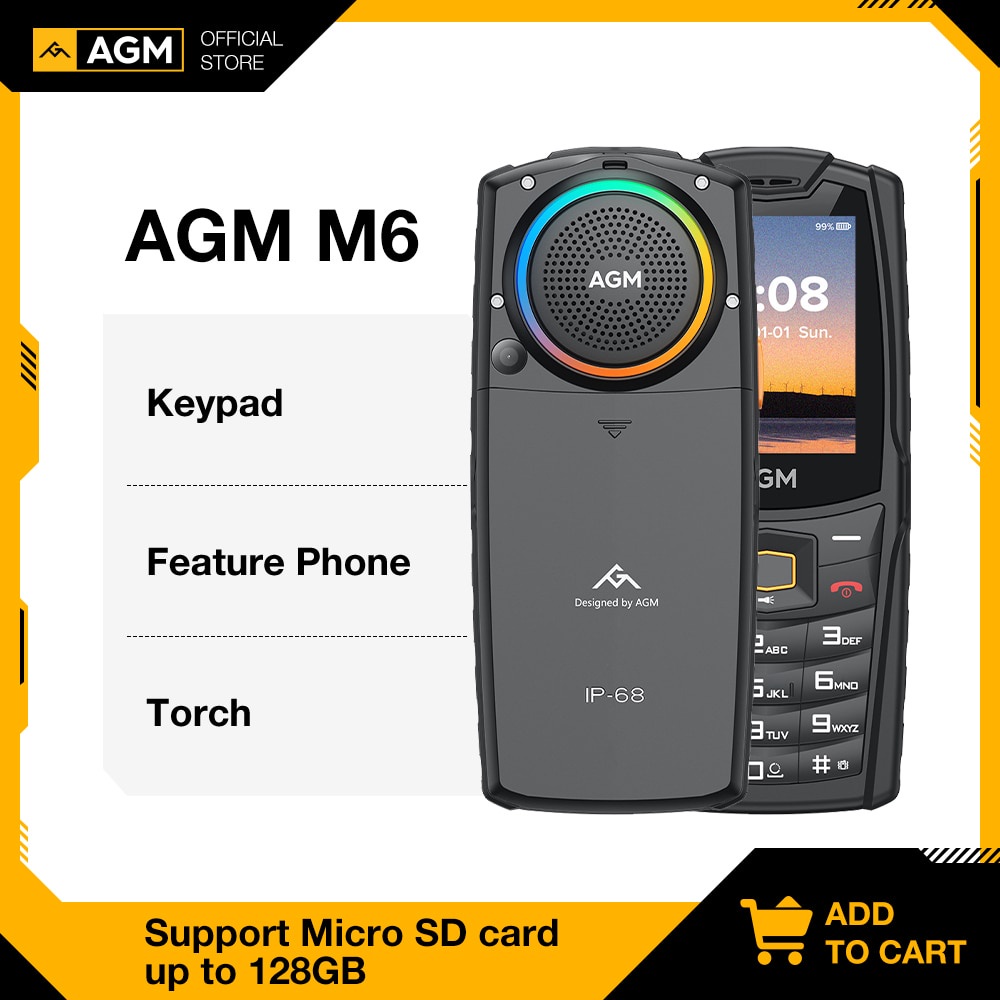 AGM M6 4G Unlocked Phone IP68 Push-Button Phones Keypad Phone 2500mAh ...