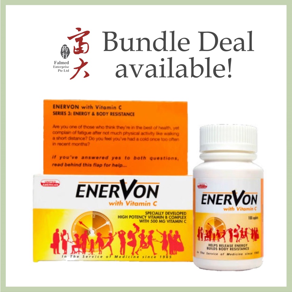 (Bundle Deal 1+1) ENERVON with Vitamin C (100 Caplets) | Shopee Singapore