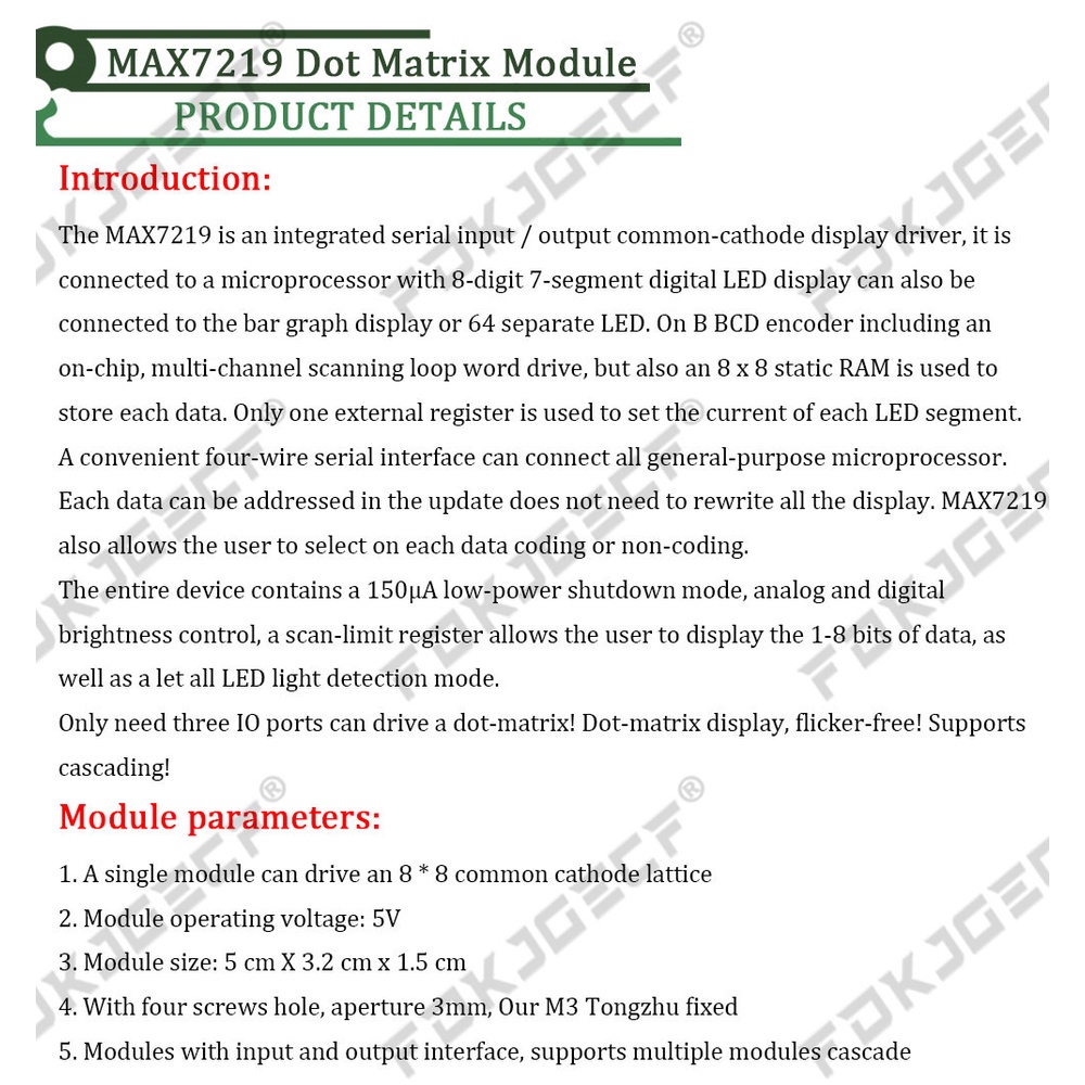 Max7219 Dot Matrix Module Microcontroller Module Control Module Display Module 4 In One Display 0791