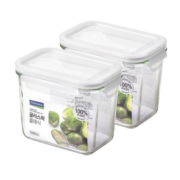 Glasslock Classic White Rectangle Door Pocket Tempered Glass Food ...