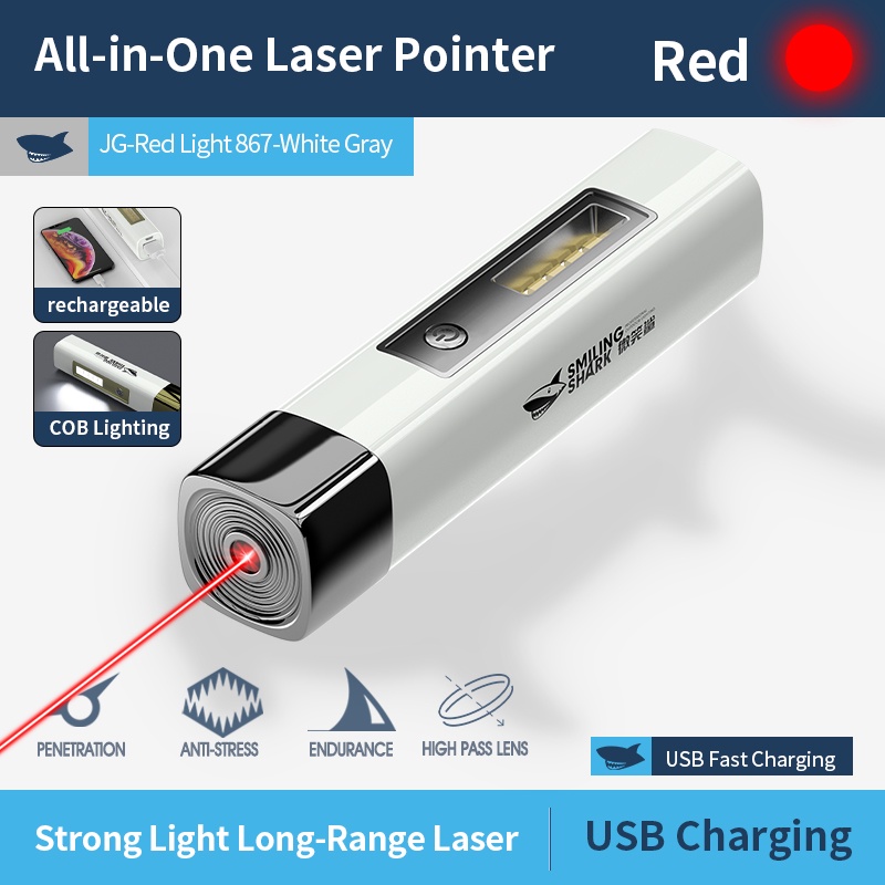 Smiling Shark LS313 2 in 1 Laser Pointer Pen Portable Green Red Light Hight Power Super Bright ...