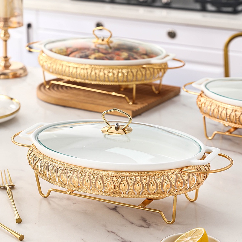 Ashome arabic Buffet series / arabic series Oval Buffet Bowl Gold ...