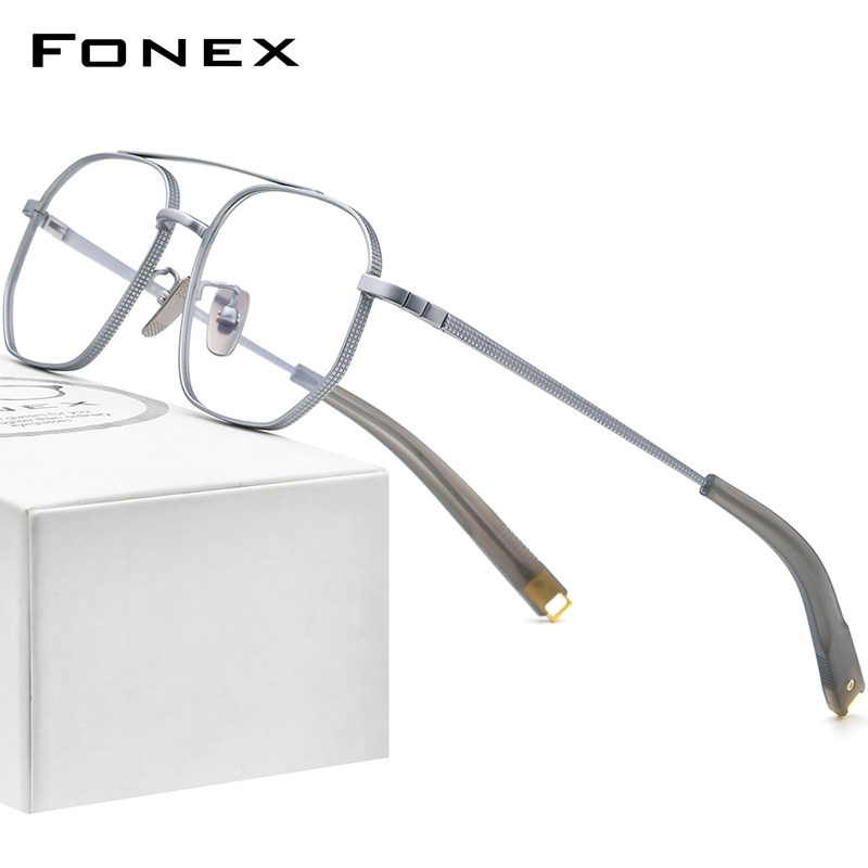 Fonex Pure Titanium Glasses Frame Men 2022 New Retro Vintage Square