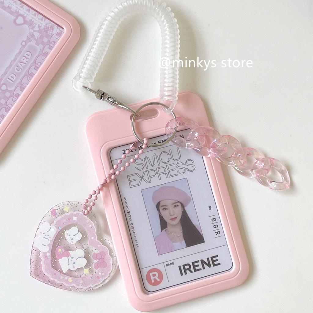 Steve Light Pink Students ID Card Holder Keychain School Card Meal Card ...