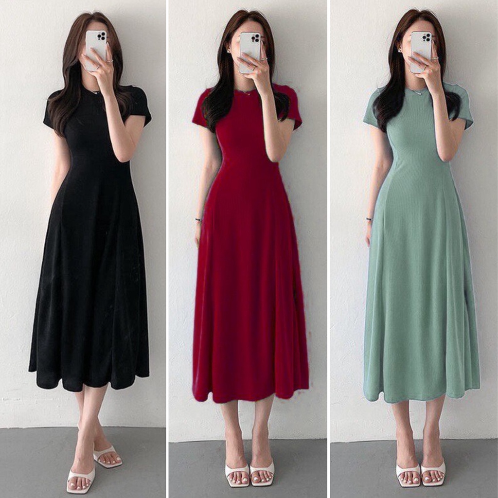 High-end multi-colored knee-length flared dress for going out and ...