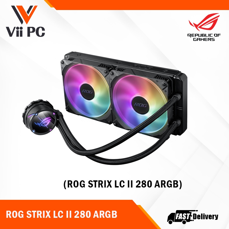 ASUS ROG Strix LC II 280 ARGB all-in-one liquid CPU cooler with Aura ...