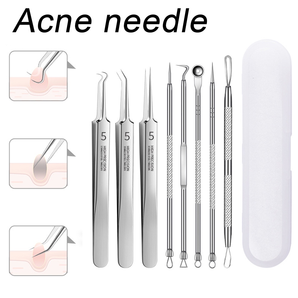 8PCS Remover Needles Acne Blackhead Face Skin Care Stainless Steel ...