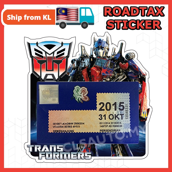 Car Road Tax Sticker Roadtax Robot Design Pelekat Rotek Rotax Rotek ...