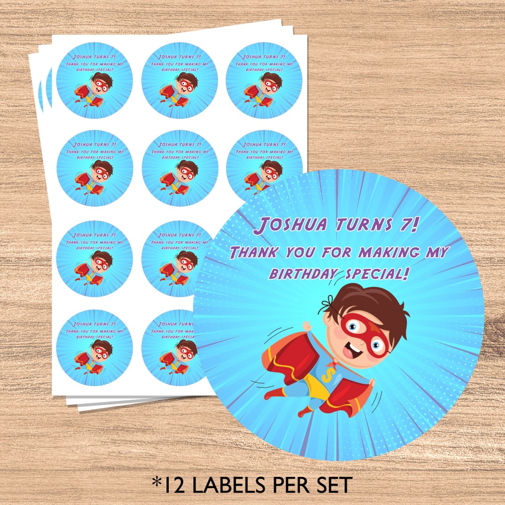 Custom Birthday Sticker Labels Party Favor Labels Goodie Bag Labels ...