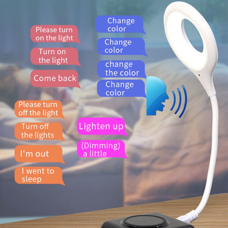 Benosem LED Voice Control Dimming Desk Table Lamp USB Reading Lamp Eye ...
