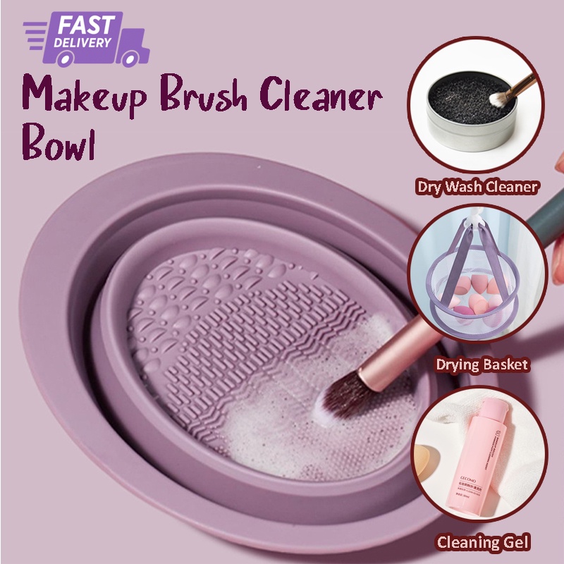 [SG Seller] Silicone Folding Cleaning Bowl Makeup Cleaner Tools Dry ...