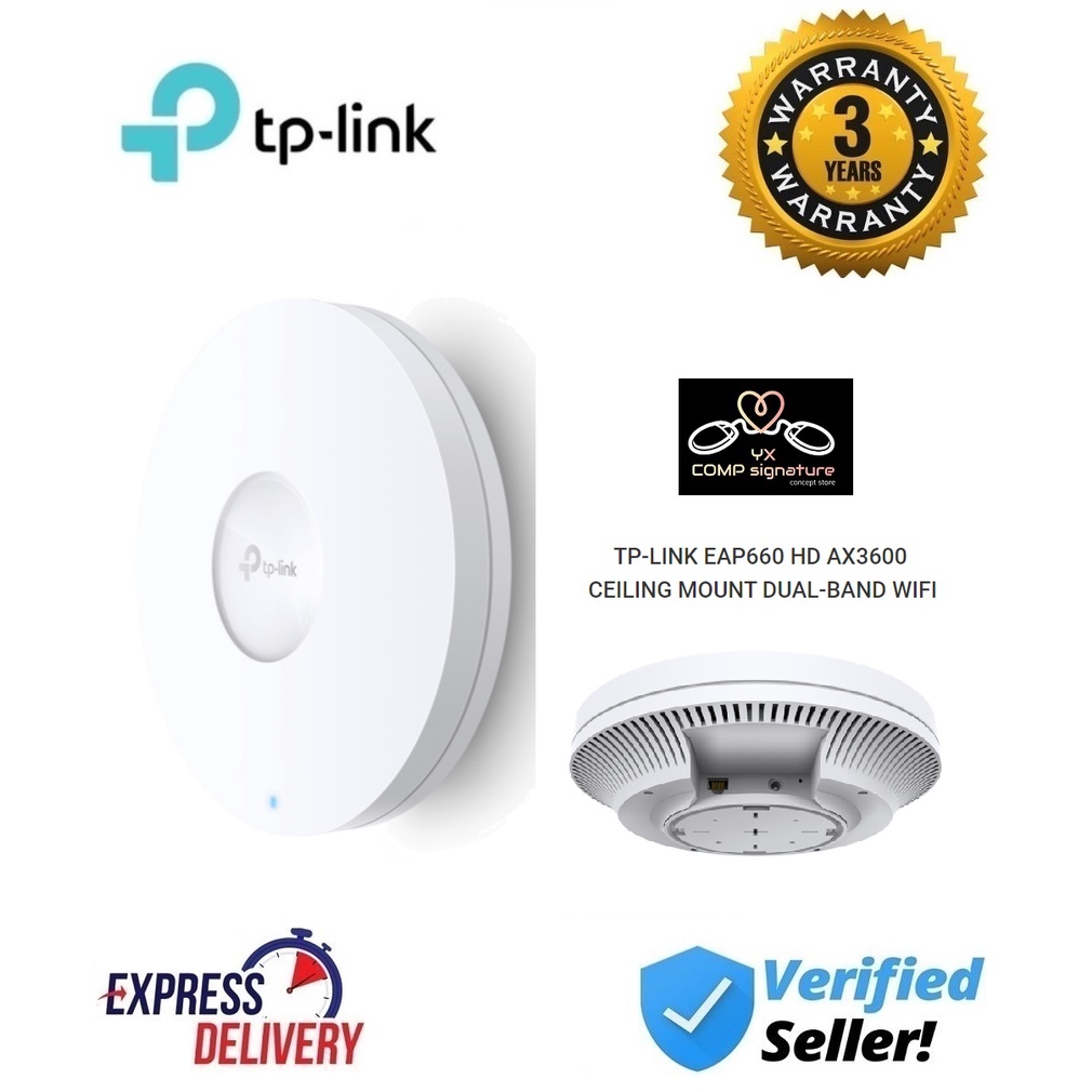 TP-Link EAP660 HD AX3600 Wireless Dual Band Multi-Gigabit Ceiling Mount ...