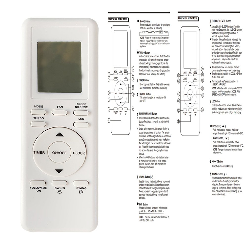 NEW Air Conditioner Remote Control RG94A/BGEF for YORK RG93A/BGEF White ...