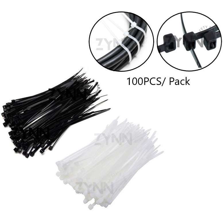 [SG STOCK] CABLE TIE 100PCS BLACK/ WHITE Nylon Zip Self-Locking Fasten ...