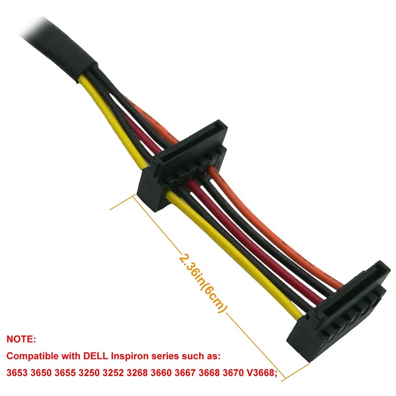 HDD SATA Power Cable Right-Angle SATA 15 Pin X2 to Mini 6 Pin ATX ...