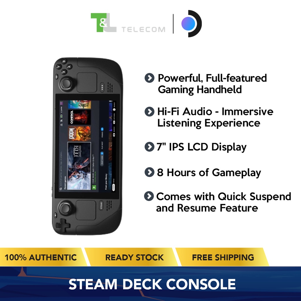 Steam Deck Handheld Gaming Console (Black) | 16GB + 256GB/512GB ...
