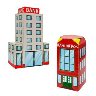 Papercraft Miniature Bank Building And Post Office | Shopee Singapore