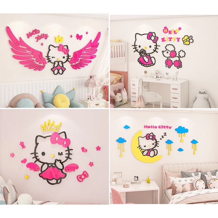 [DAORUI] Acrylic Hello Kitty 3D Waterproof Wall Sticker Cartoon Kids ...