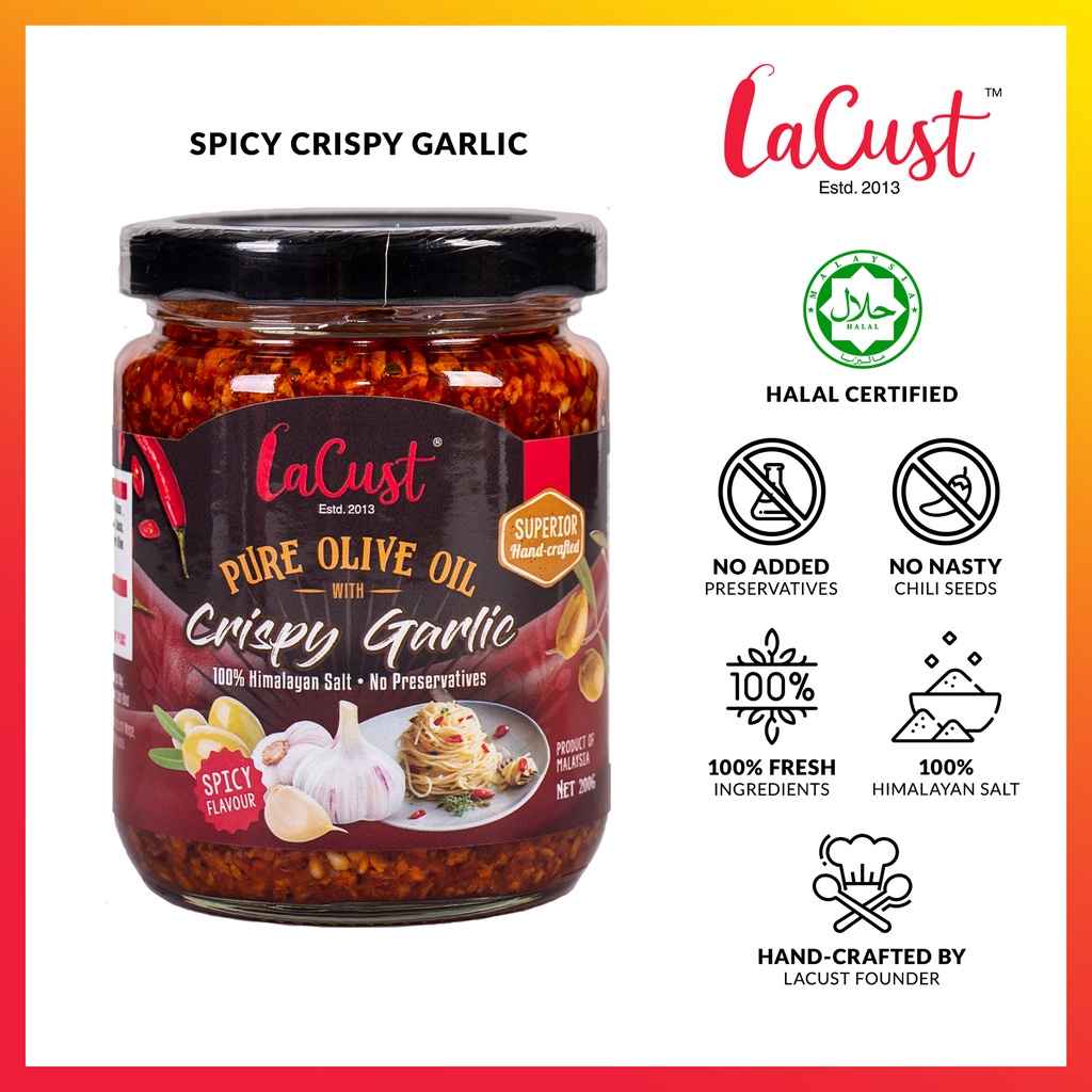 LACUST Crispy Garlic - SPICY CRISPY GARLIC W EXTRA VIRGIN OLIVE OIL ...