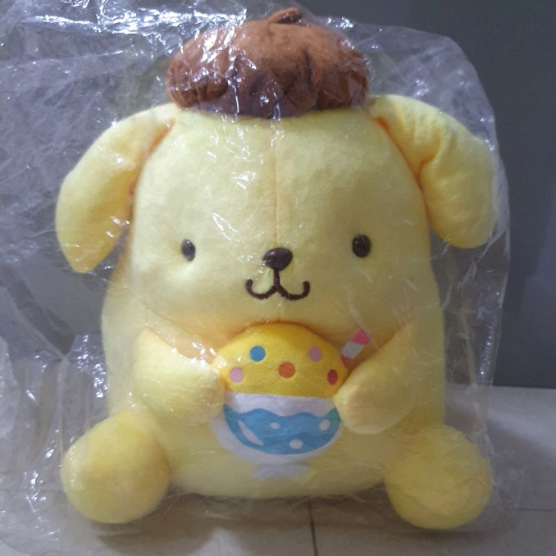 Authentic Sanrio Pompompurin 30cm Stuffed Plush Soft Toy with Cup Ice ...
