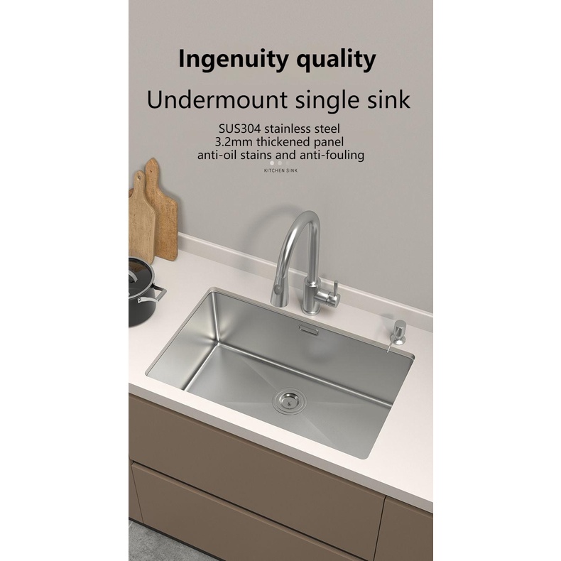 [ 50*40C SG LOCAL STOCK ] Undermount Kitchen Sink Bowl Nano Silver ...