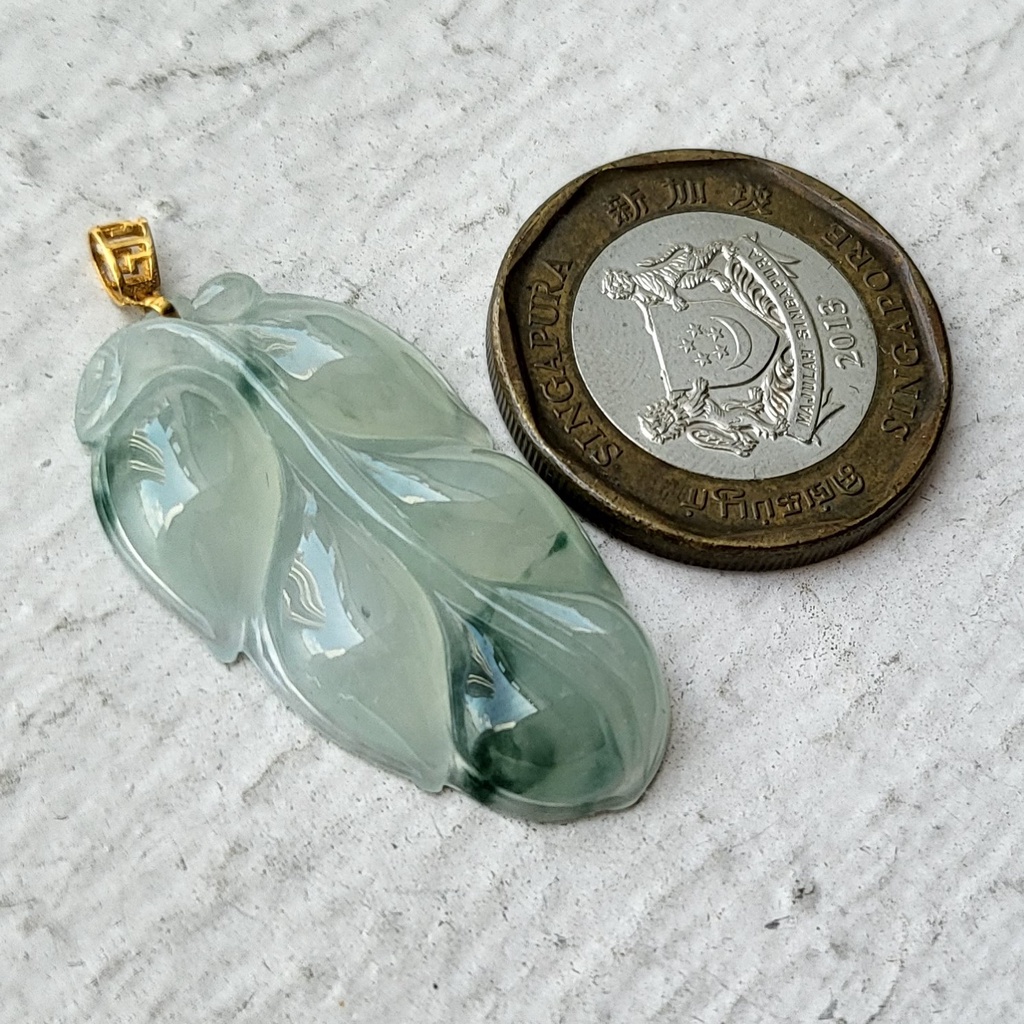 Certified Type A Icy Jadeite Pendant Ice Jelly Green Floating Flower ...