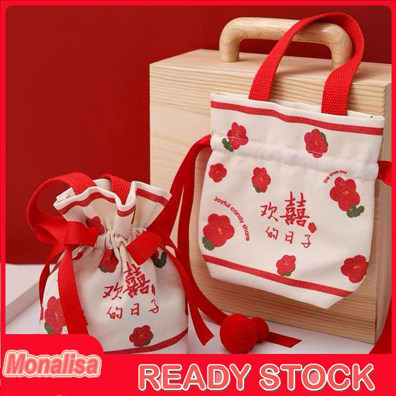New Year gift bag portable drawstring canvas bag birthday blessing ...