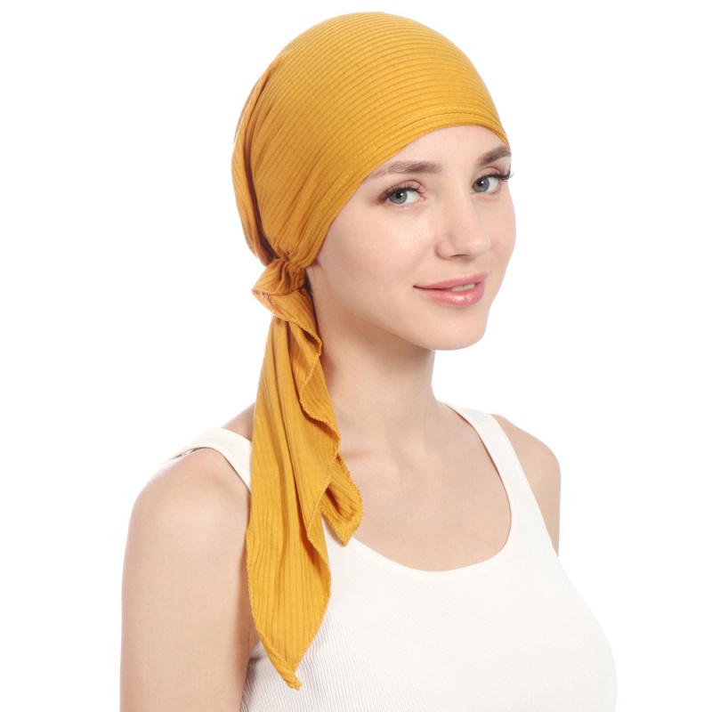 Muslim Headscarf Pleated Curved Solid Color Hat Scarf Cotton Pullover ...