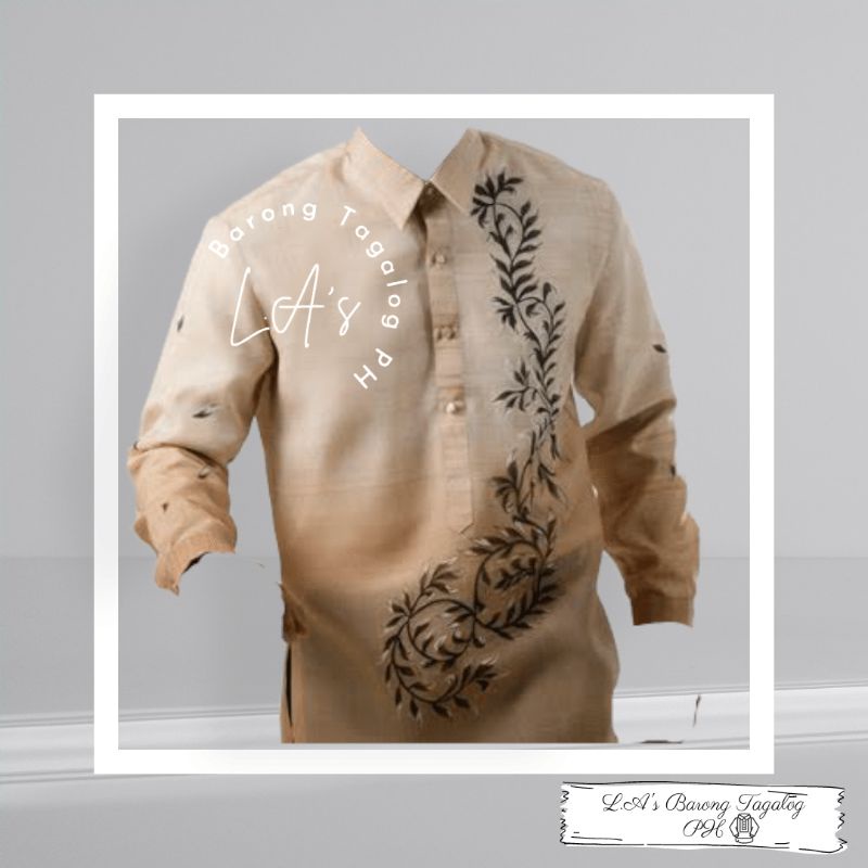 Barong Tagalog Monochromatic Hand painted design | Shopee Singapore