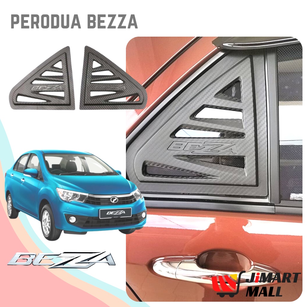 PERODUA BEZZA WINDOW COVER CARBON FIBER 2Pcs Protector Rear Side RH ...
