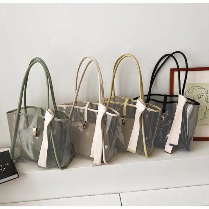Transparent Mica Bag/Florida Mica PVC Women's Tote Bag/Combi Sling ...