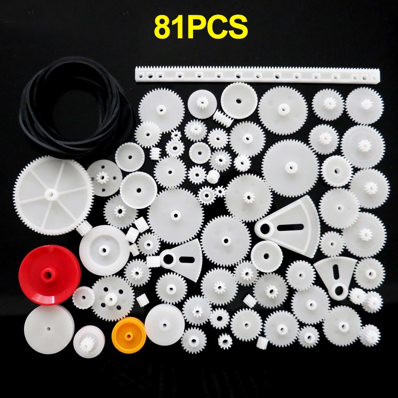 81PCS/Set 0.5 Module Plastic Gears, Gear Bars, Pulleys, Snail Wheels ...